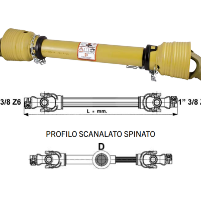 Albero Cardanico Eurocardan Categoria 6 - Profilo Scanalato Spinato Ø 35